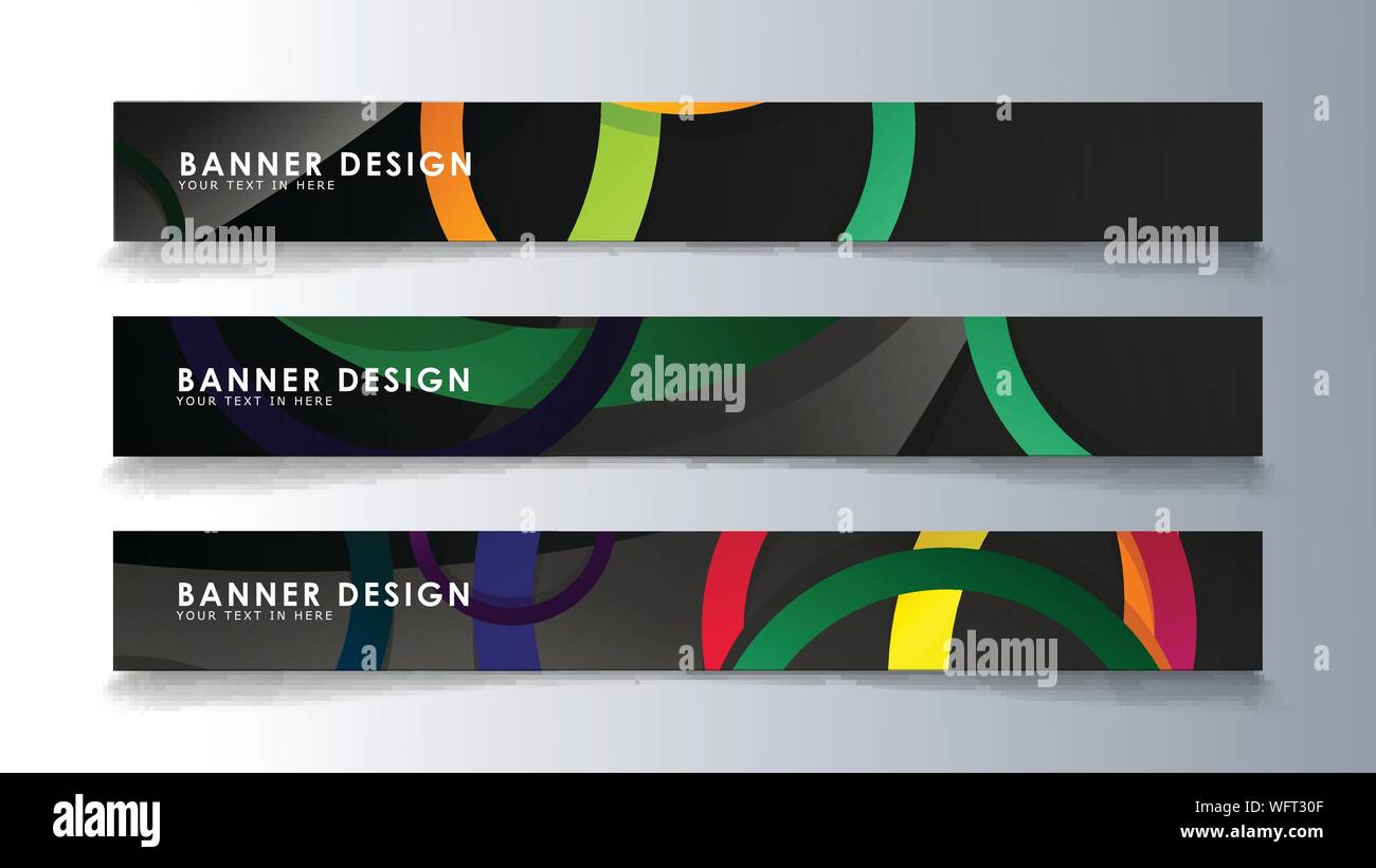 Set rectangular banner with a circle background colorful Stock Vector ...