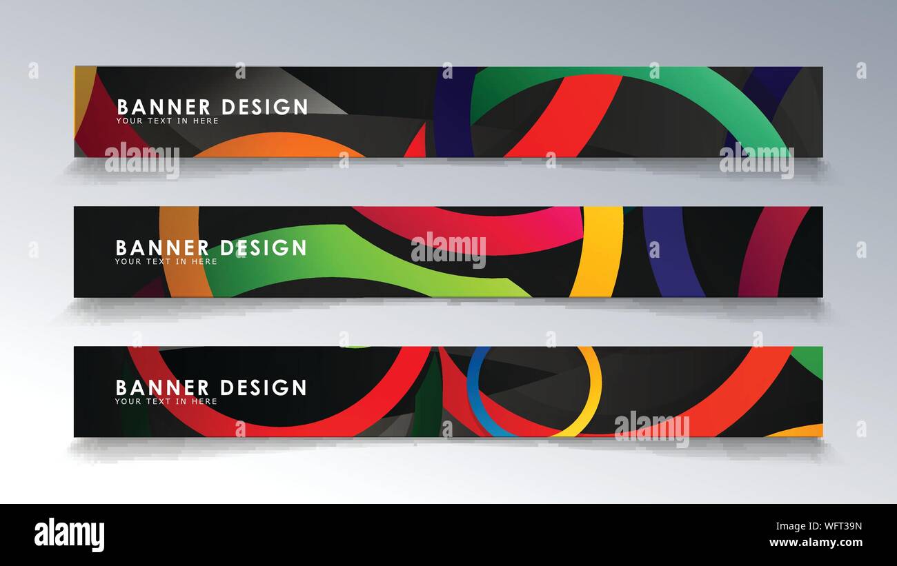 Set rectangular banner with a circle background colorful Stock Vector ...