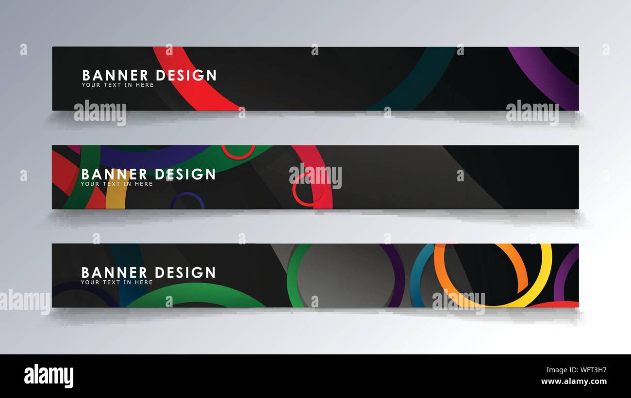 Set rectangular banner with a circle background colorful Stock Vector ...