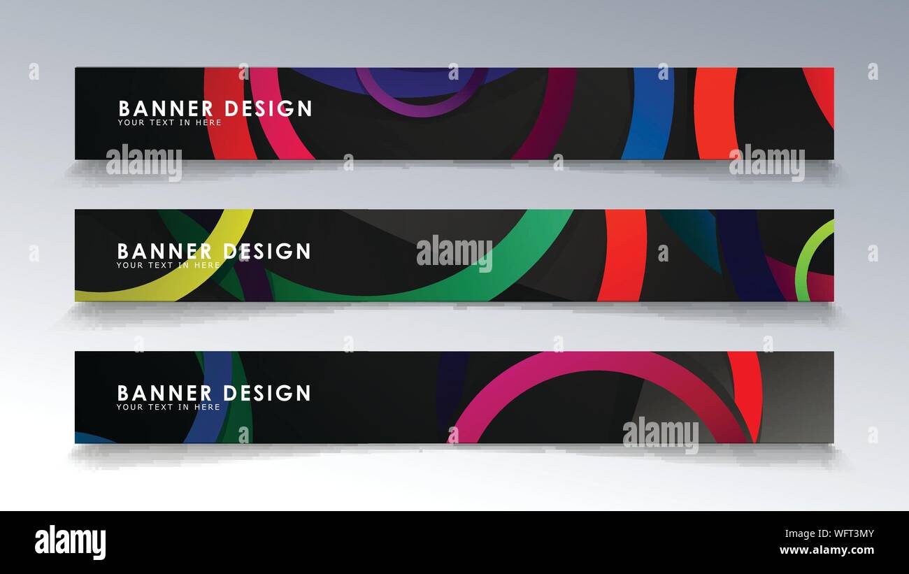 Set rectangular banner with a circle background colorful Stock Vector ...