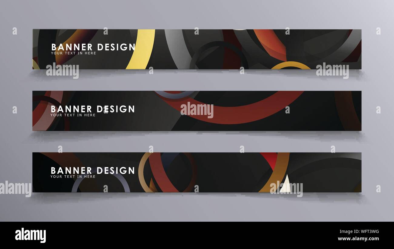 Rectangular vector banners against the background of stacked rings ...