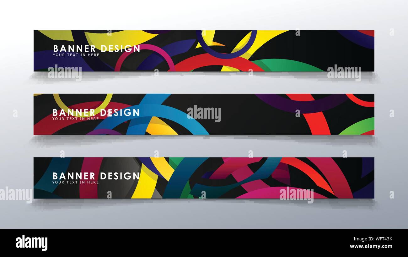 Set rectangular banner with a circle background colorful Stock Vector ...