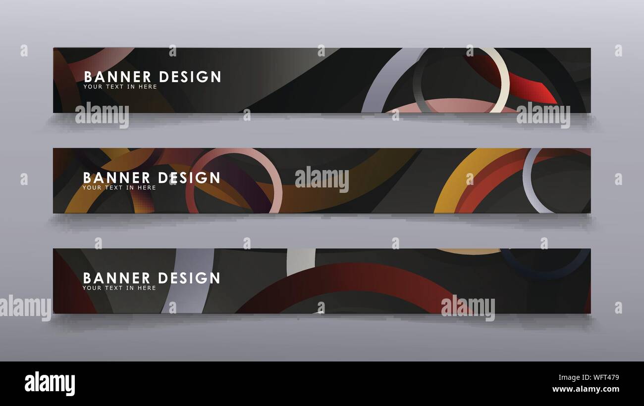 Rectangular vector banners against the background of stacked rings ...