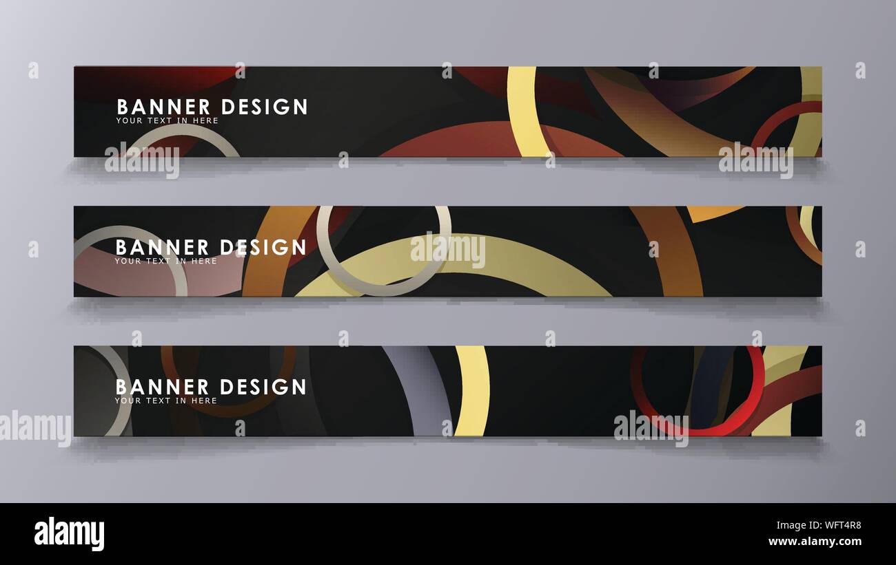 Rectangular vector banners against the background of stacked rings ...