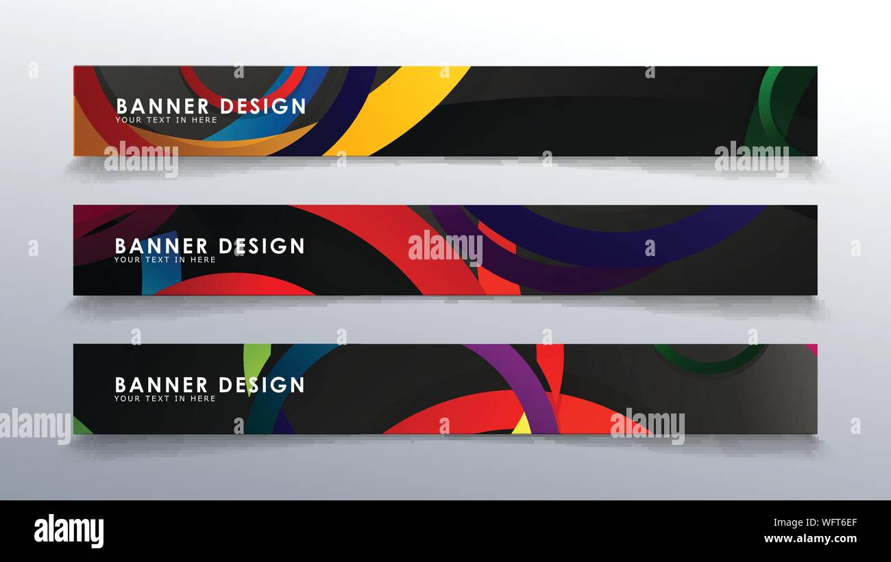 Set rectangular banner with a circle background colorful Stock Vector ...