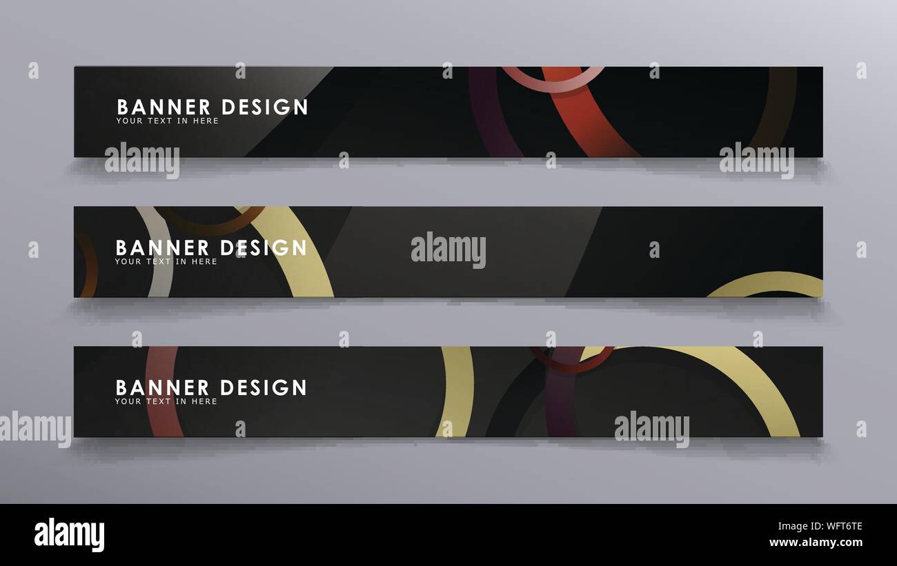 Rectangular vector banners against the background of stacked rings ...