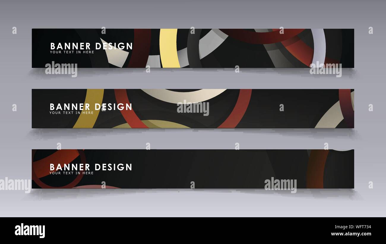 Rectangular vector banners against the background of stacked rings ...
