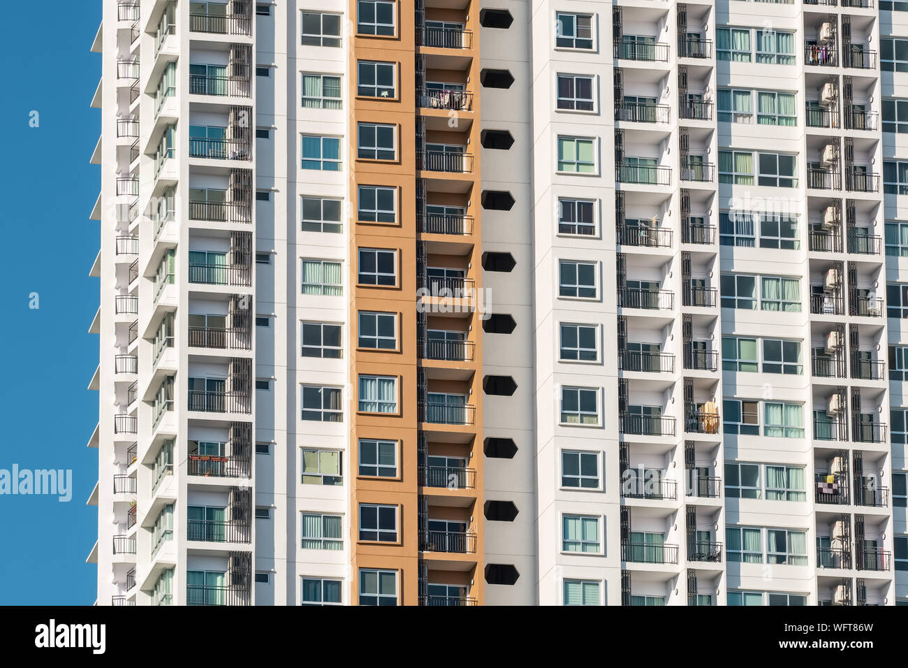 Background texture of many balconies on high-rise apartment building ...