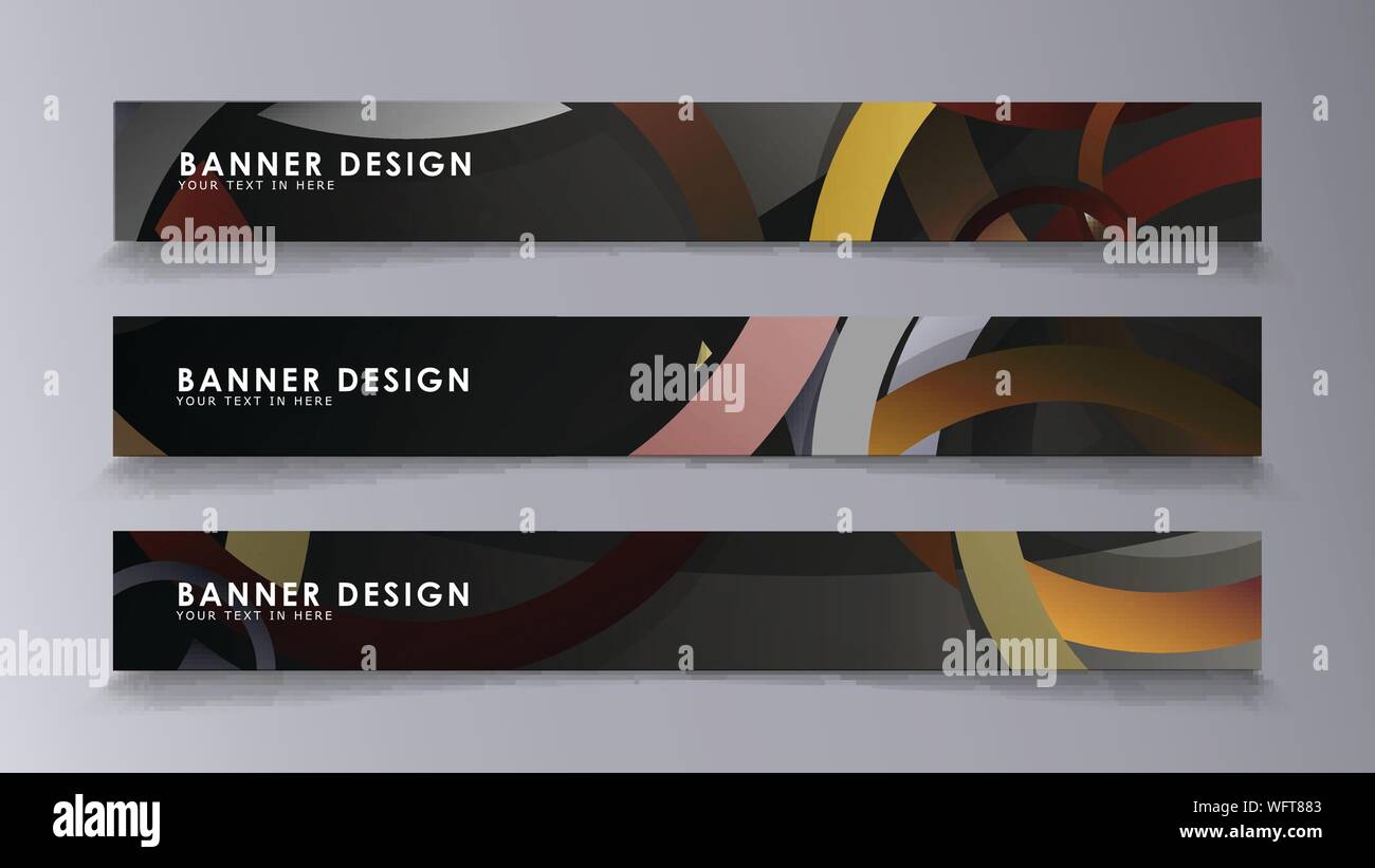 Rectangular vector banners against the background of stacked rings ...