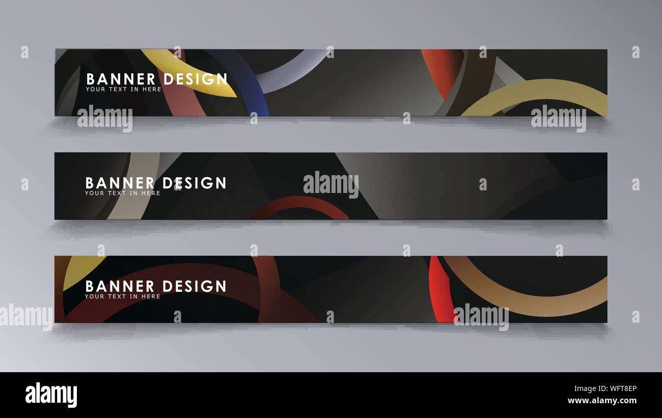 Rectangular vector banners against the background of stacked rings ...