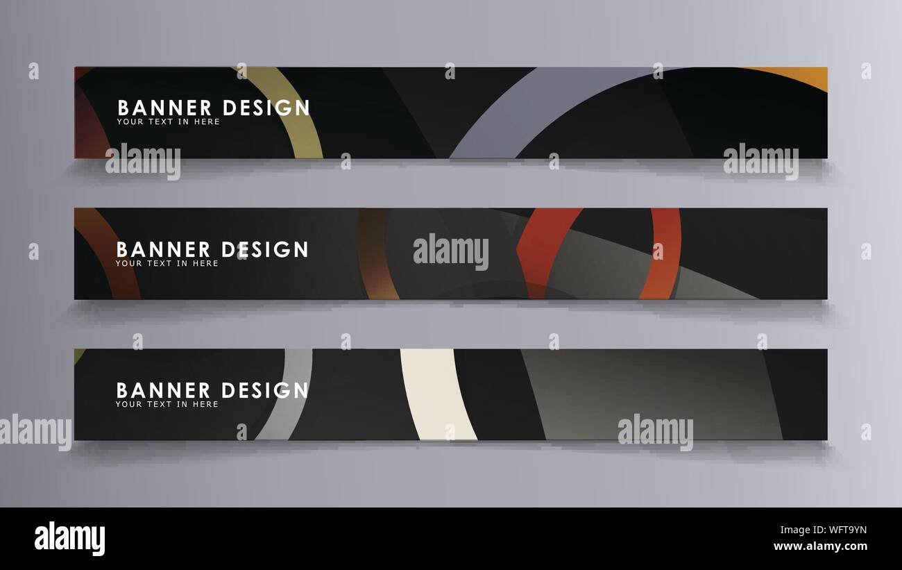 Rectangular vector banners against the background of stacked rings ...