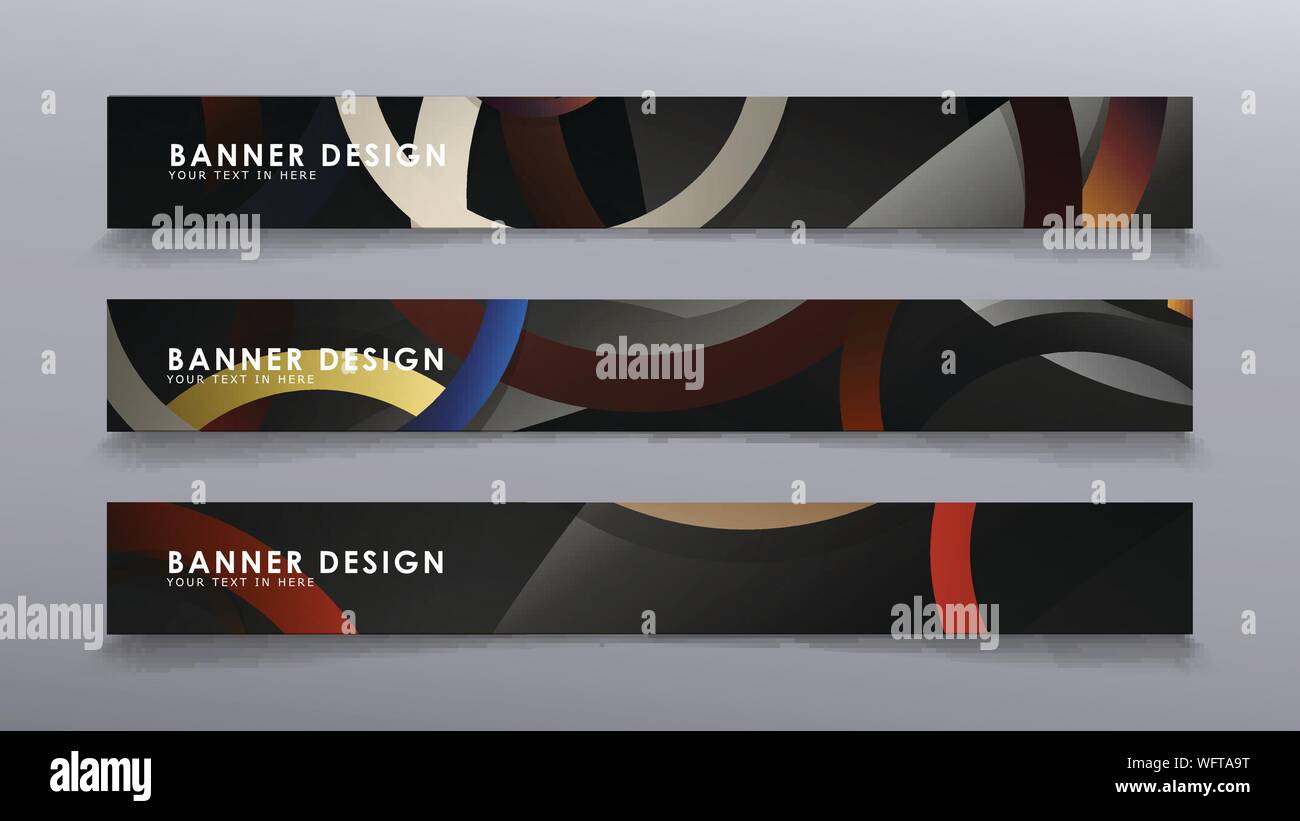 Rectangular vector banners against the background of stacked rings ...