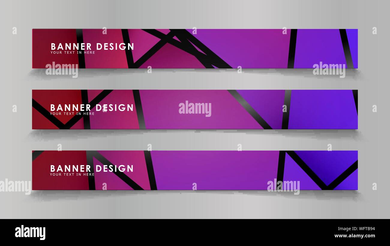 Abstract vector banners with geometric backgrounds in color gradients ...