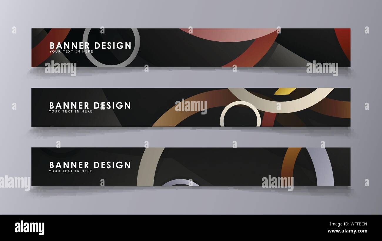 Rectangular vector banners against the background of stacked rings ...