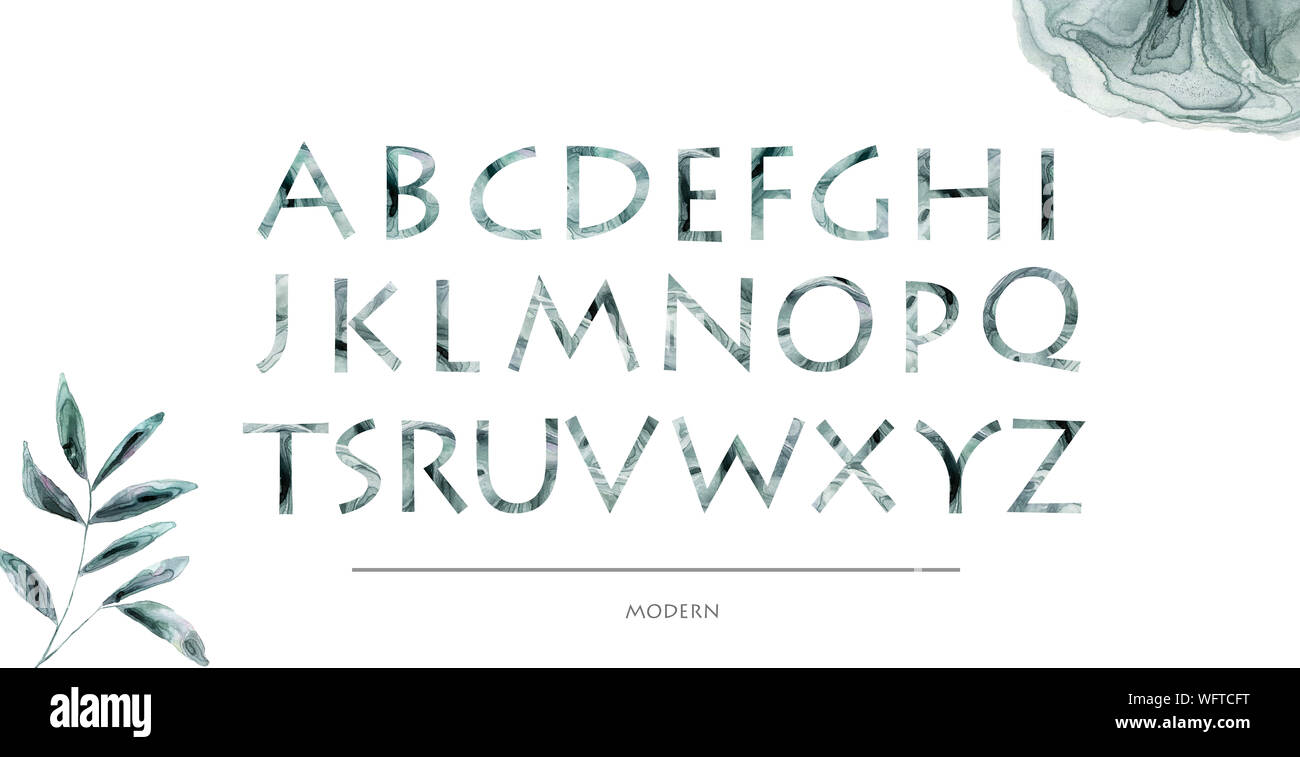 Hand drawn watercolor elegant funny font. Letters Cursive Alphabet ...