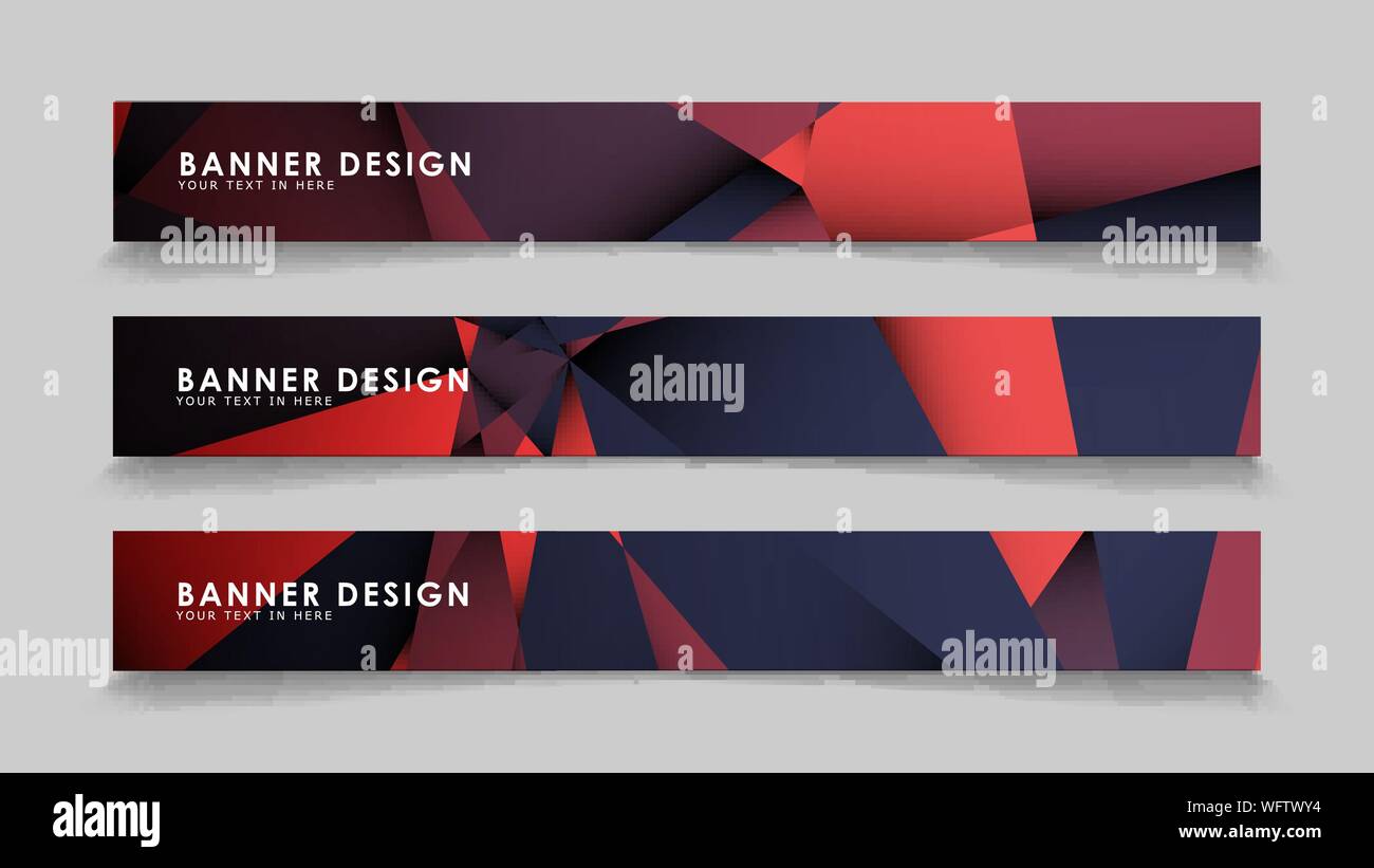 Abstract rectangle vector banners with red black geometric gradient ...