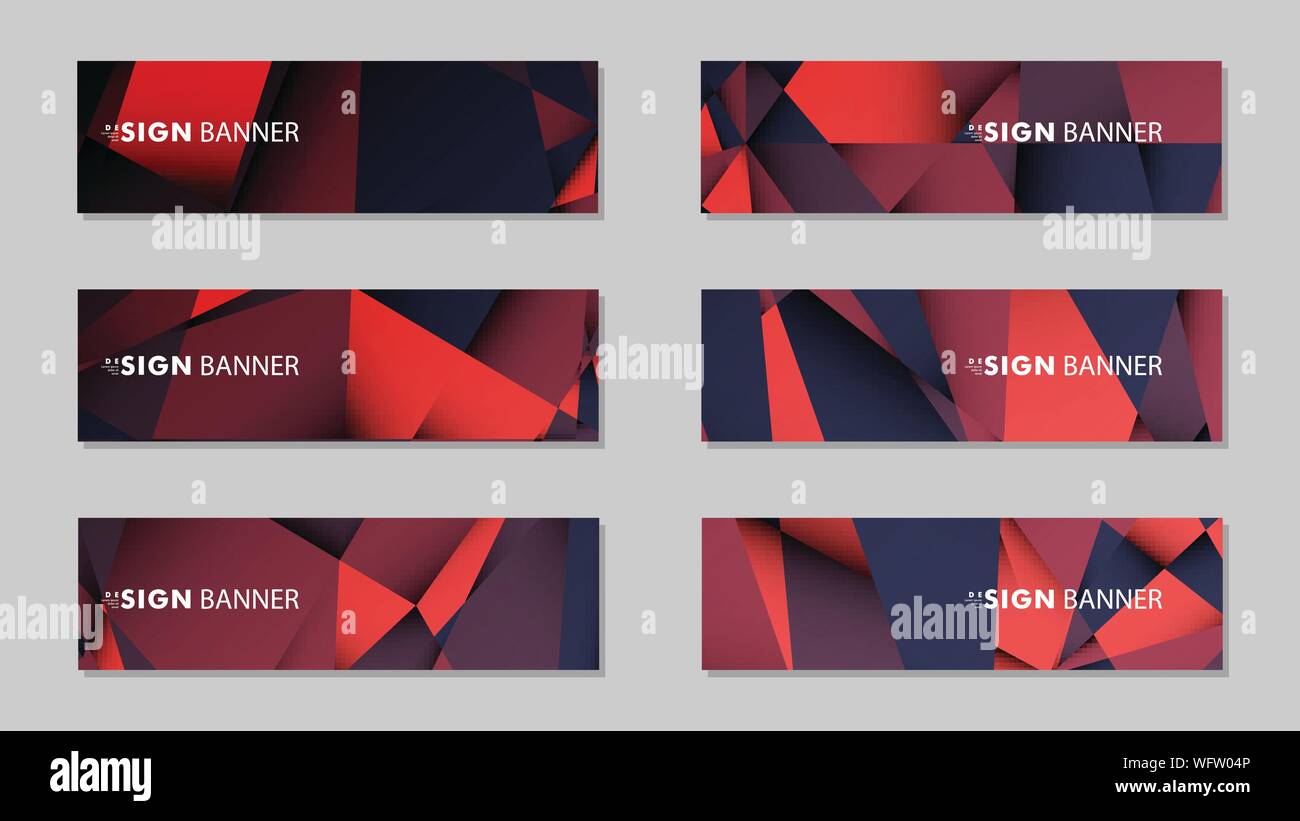 Abstract rectangle vector banners with red black geometric gradient ...