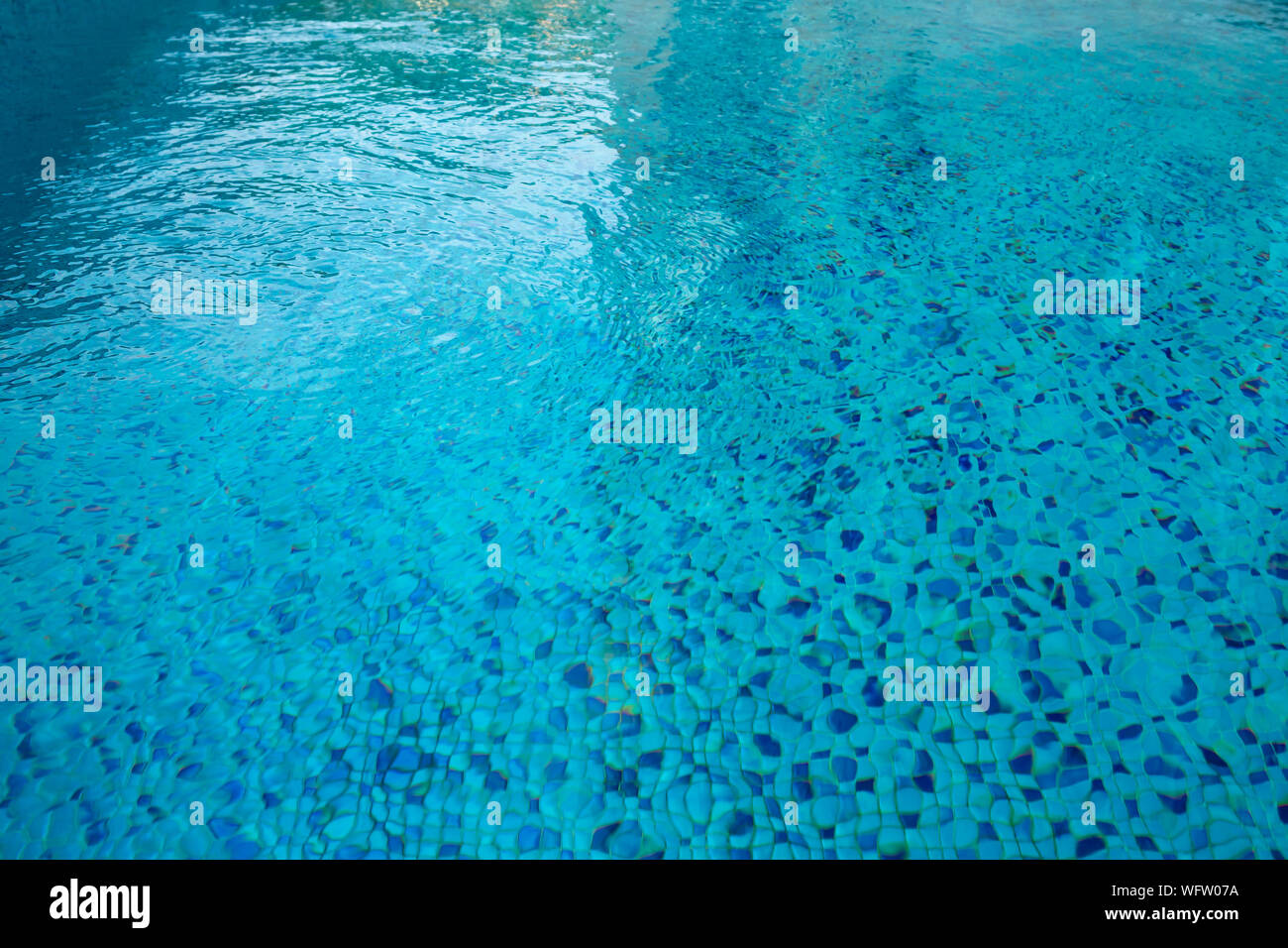 Swimming pool blue mosaic rock bottom. Texture. Background Stock Photo ...