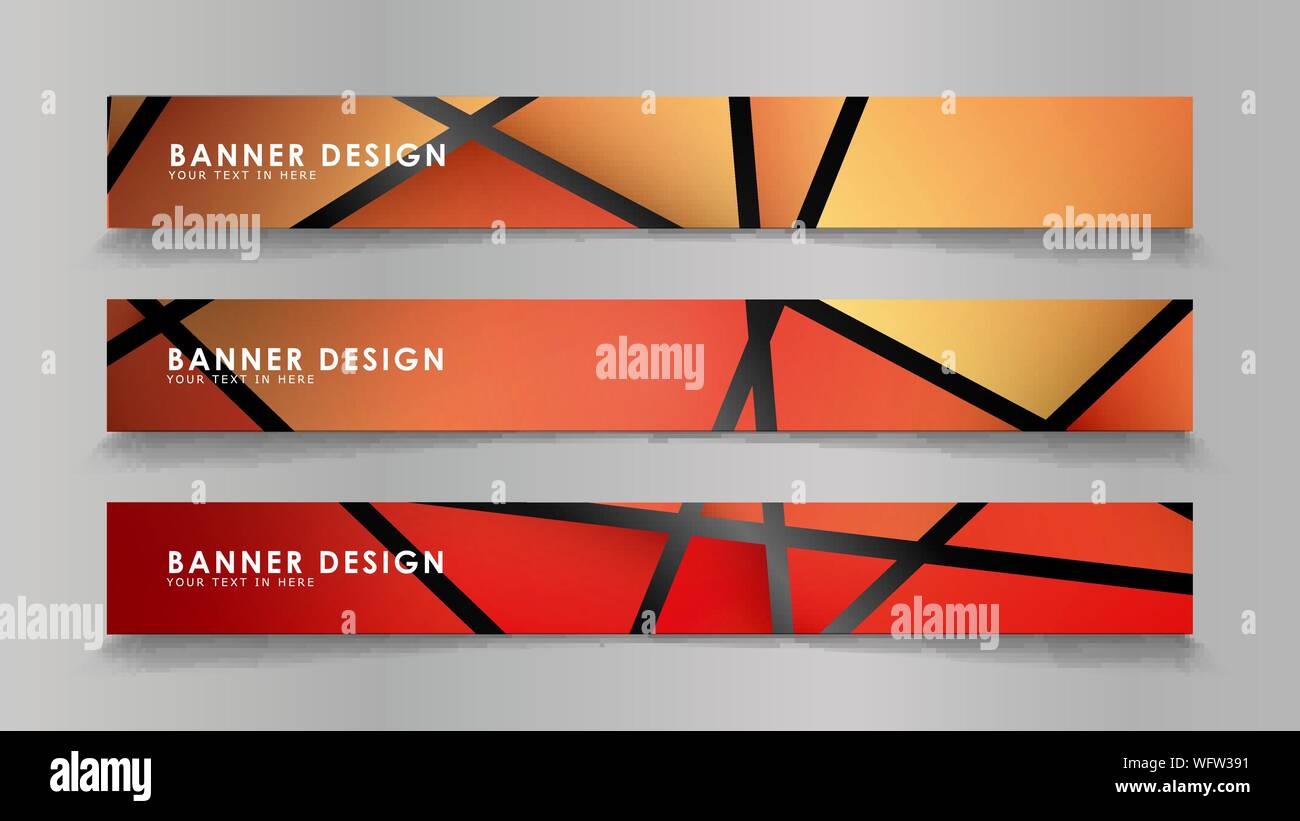 Abstract vector banners with geometric backgrounds in color gradients ...