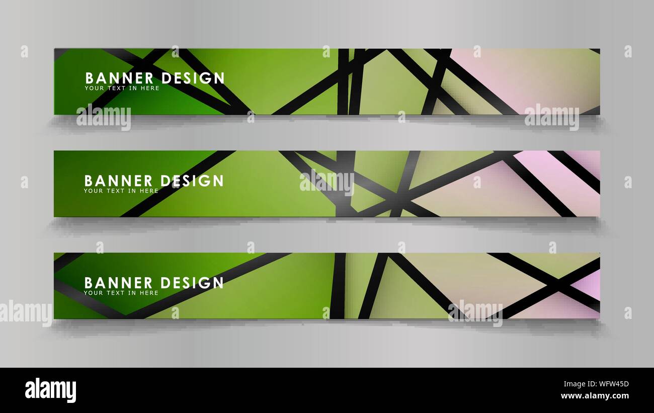 Abstract vector banners with geometric backgrounds in color gradients ...
