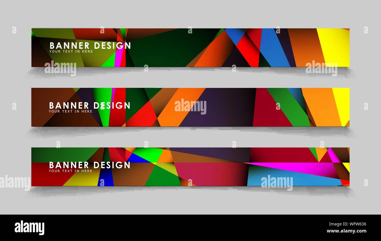 Abstract rectangular vector banners with colorful geometric gradient ...