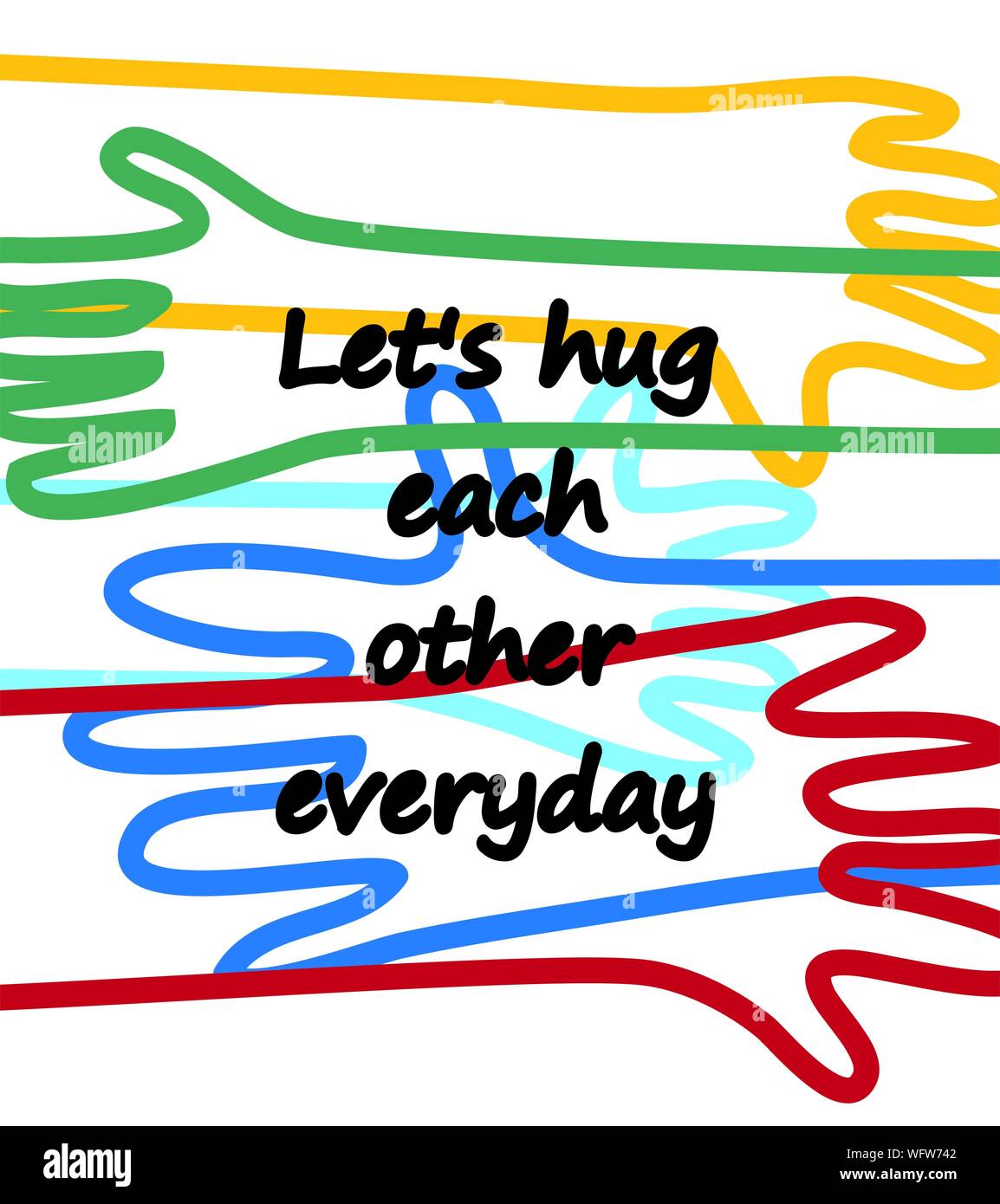 Hug lines hands poster with positive sign. Color vector illustration ...