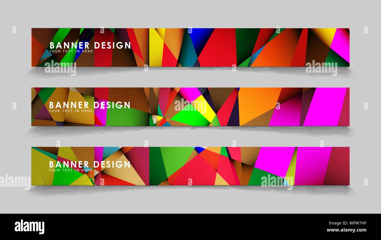 Abstract rectangular vector banners with colorful geometric gradient ...
