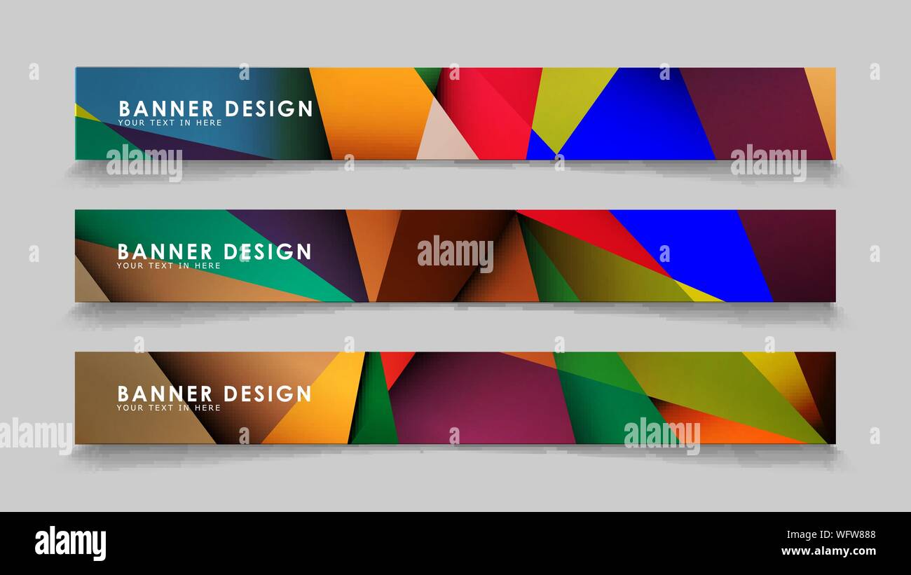 Abstract rectangular vector banners with colorful geometric gradient ...