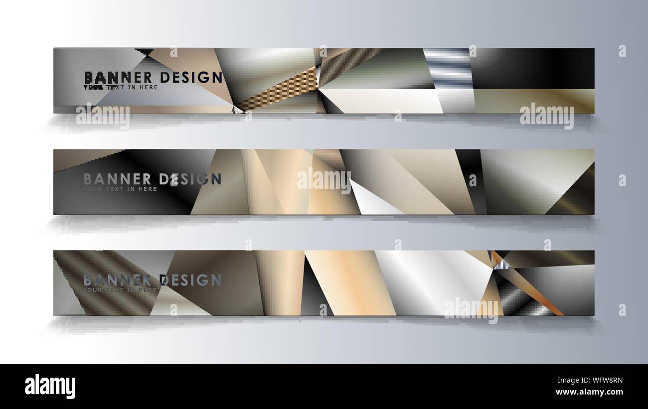 Abstract rectangle vector banner with a background of metal geometric ...