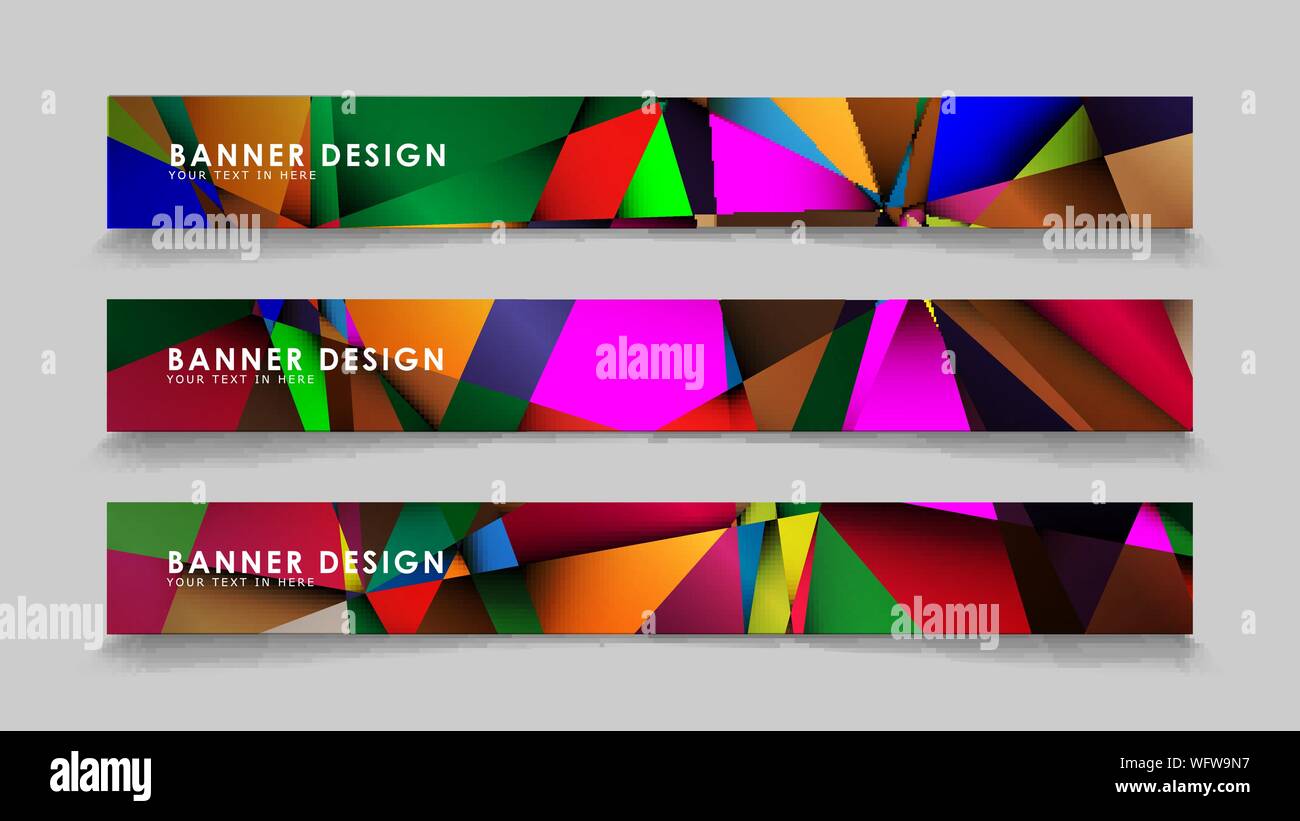 Abstract rectangular vector banners with colorful geometric gradient ...