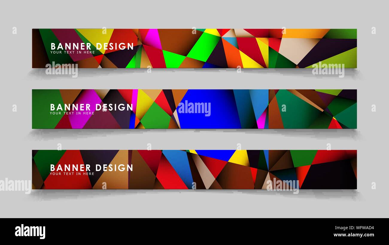 Abstract rectangular vector banners with colorful geometric gradient ...