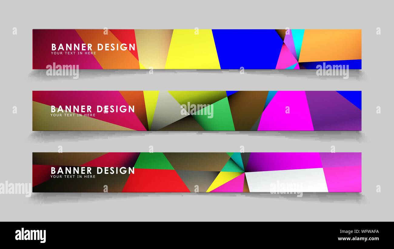 Abstract rectangular vector banners with colorful geometric gradient ...