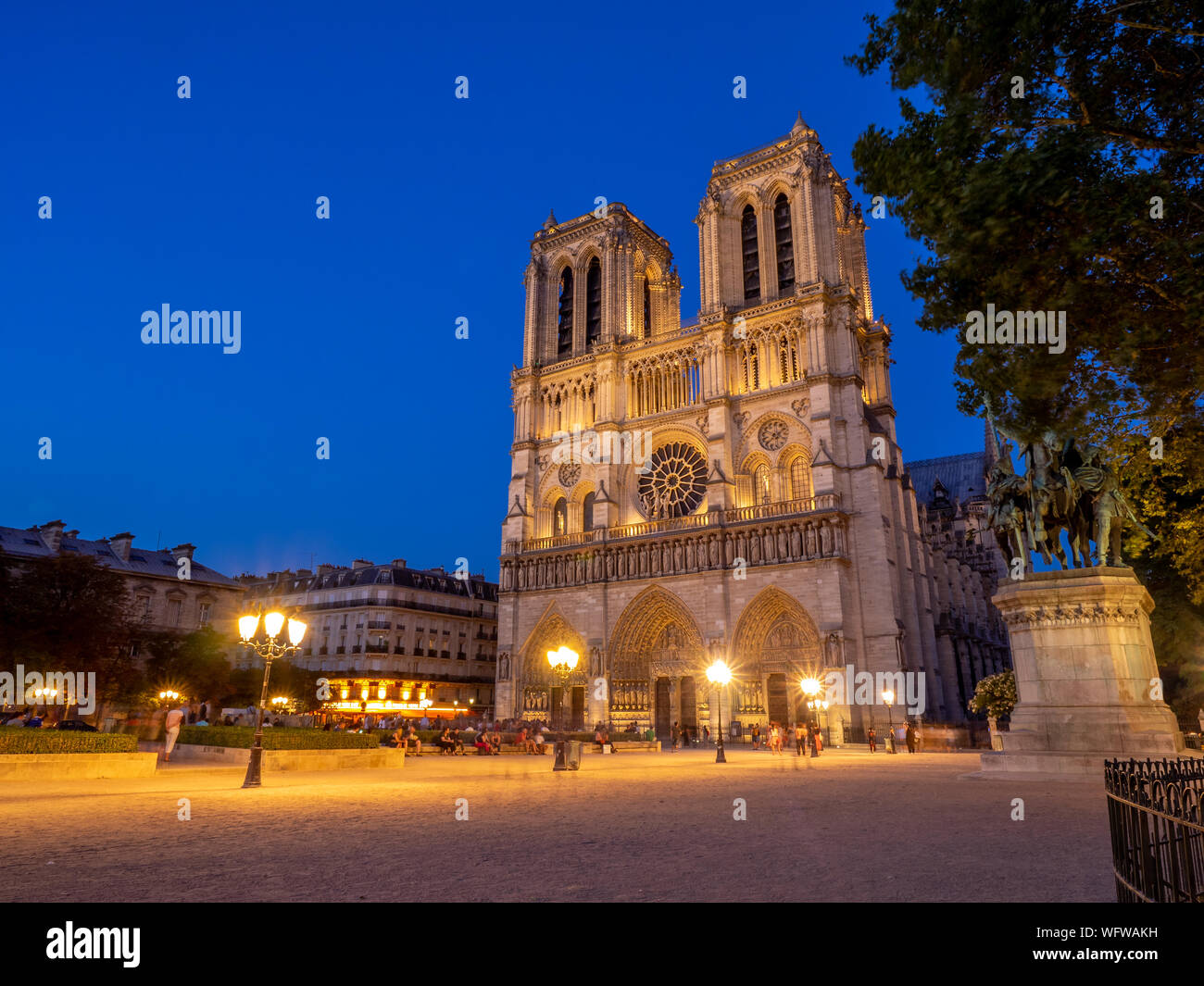 Paris, France - August 2, 2018: View of the famous Notre Dame Cathedral ...
