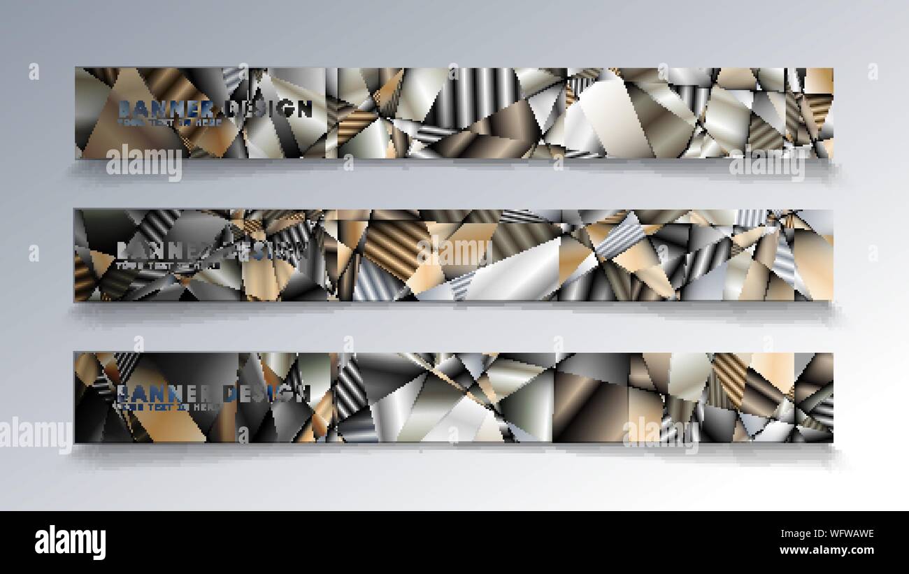 Abstract rectangle vector banner with a background of metal geometric ...