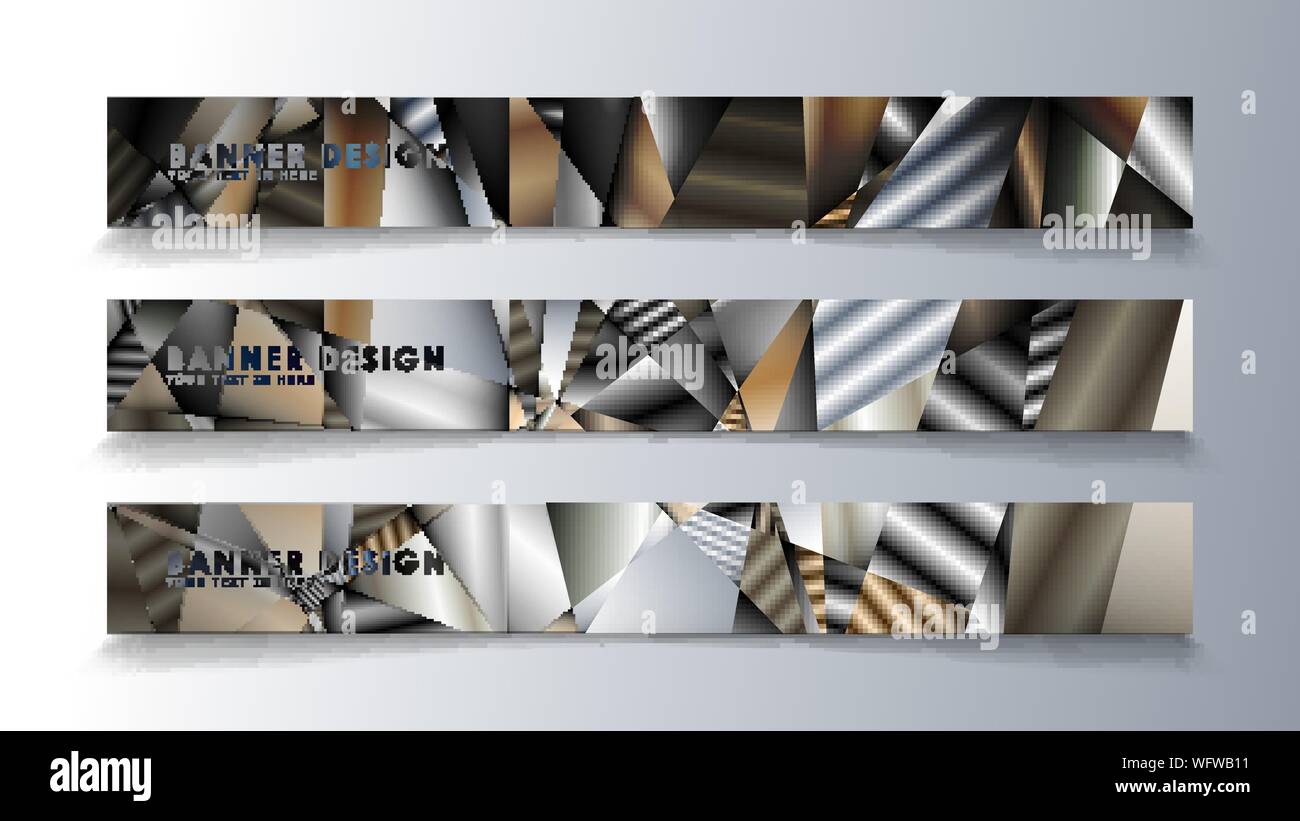 Abstract rectangle vector banner with a background of metal geometric ...