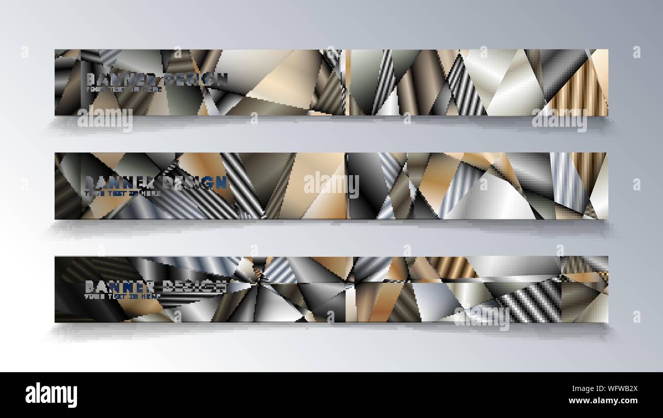 Abstract rectangle vector banner with a background of metal geometric ...