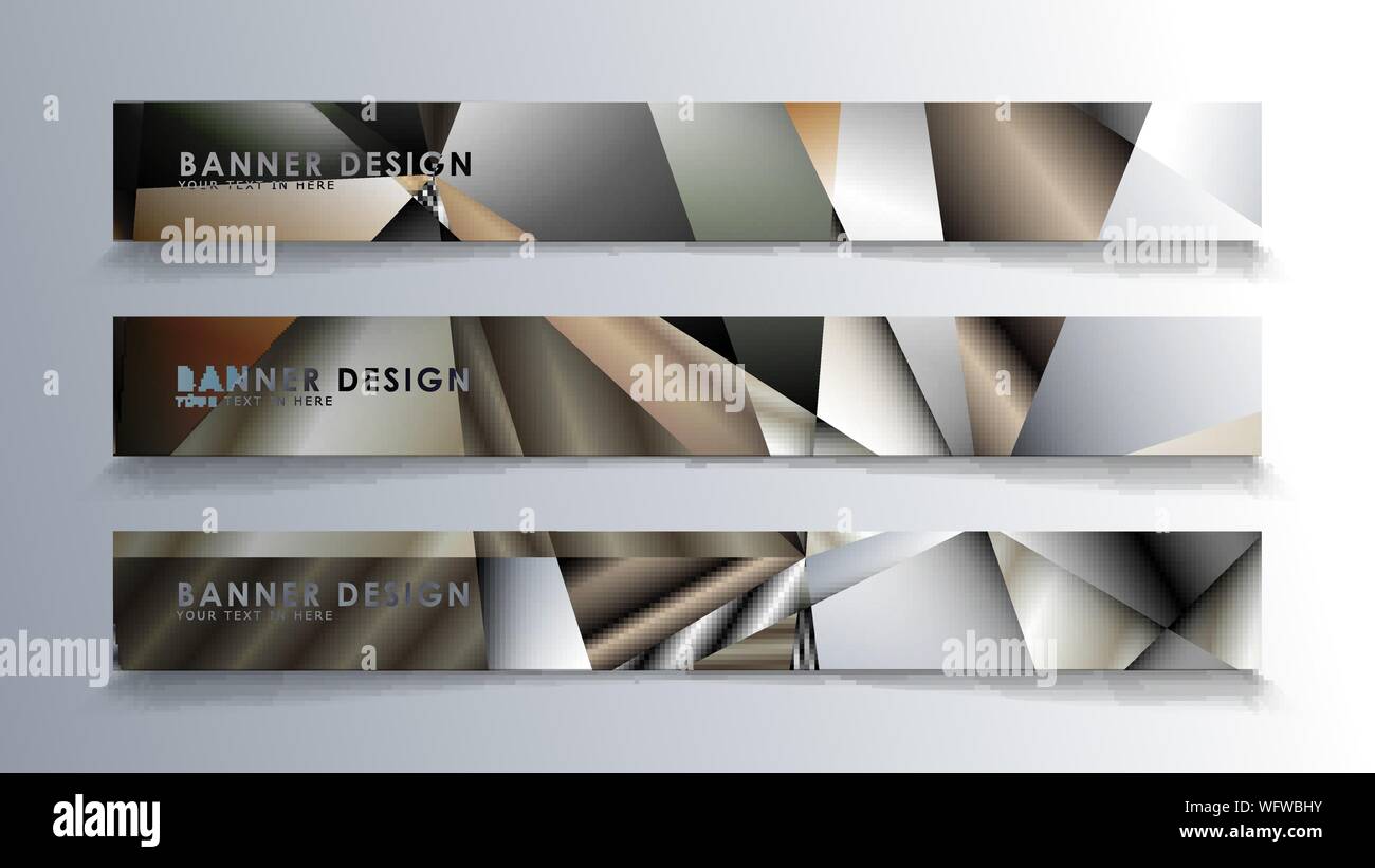Abstract rectangle vector banner with a background of metal geometric ...