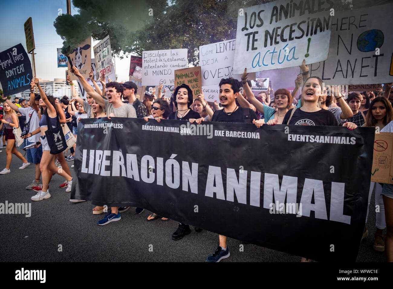 Vegan activists with banner hi-res stock photography and images - Alamy