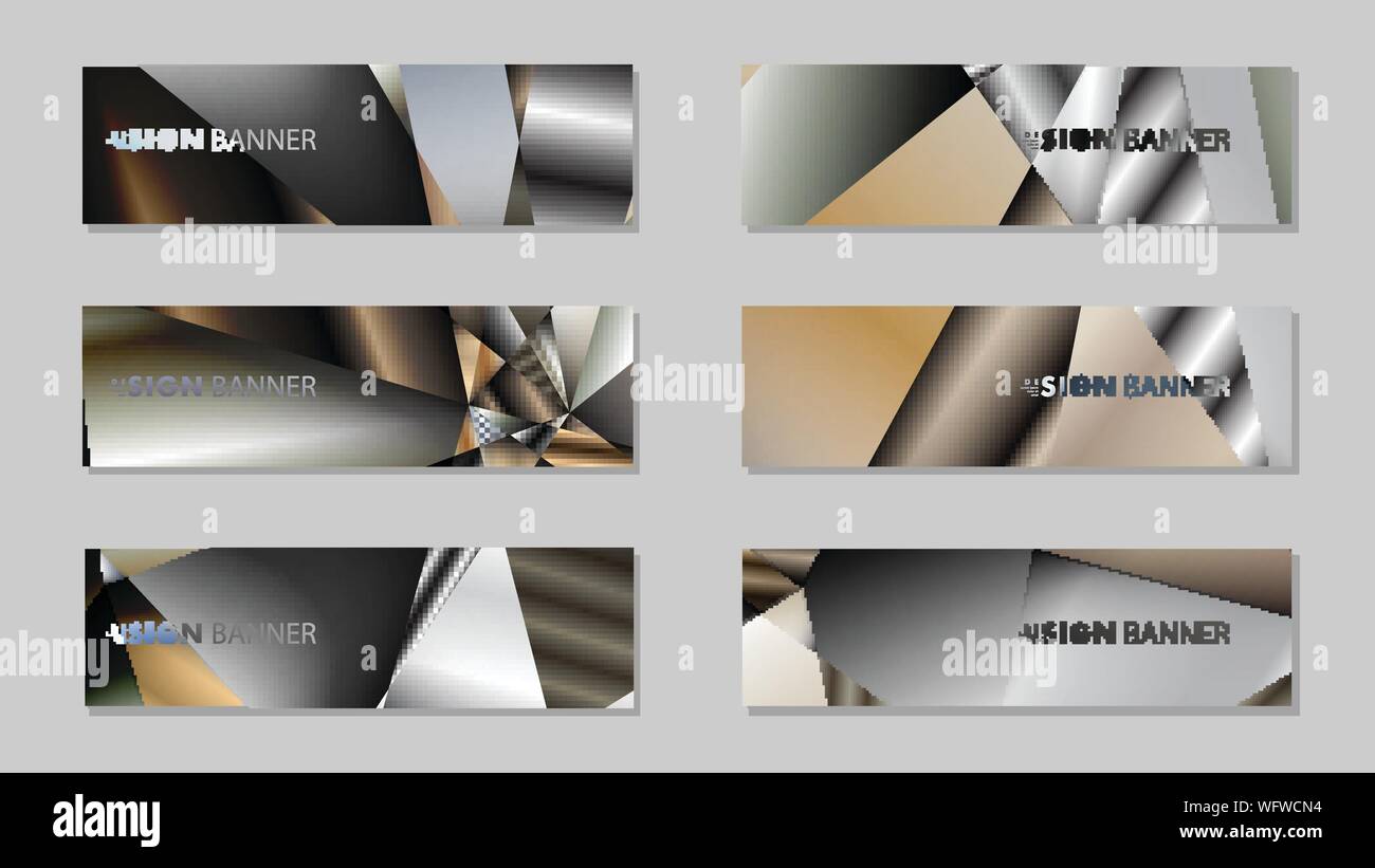 Abstract rectangle vector banner with a background of metal geometric ...