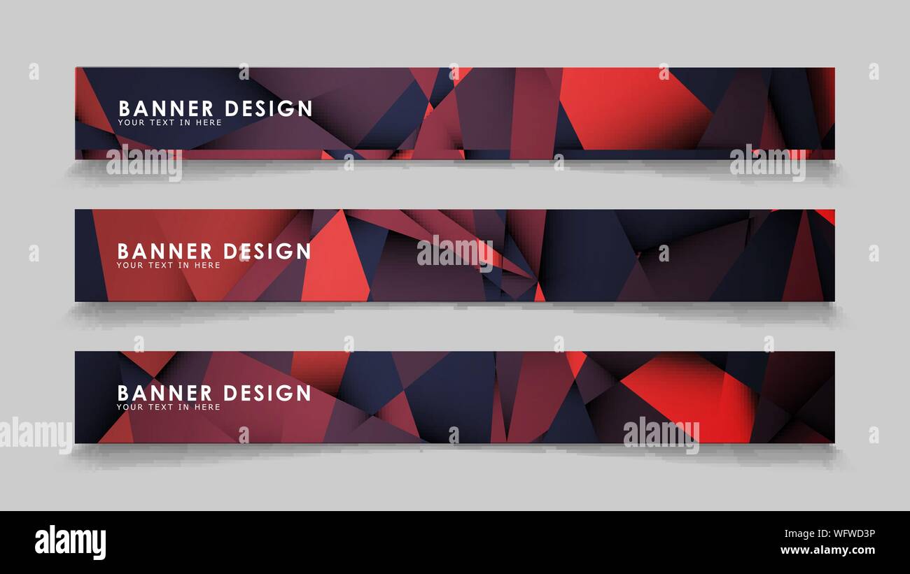 Abstract rectangle vector banners with red black geometric gradient ...