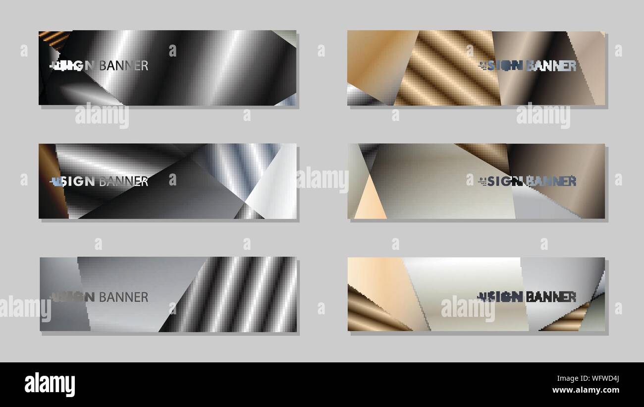 Abstract rectangle vector banner with a background of metal geometric ...