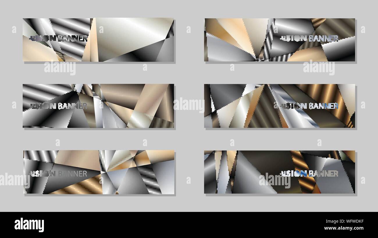 Abstract rectangle vector banner with a background of metal geometric ...