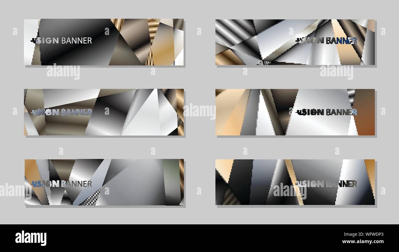 Abstract rectangle vector banner with a background of metal geometric ...