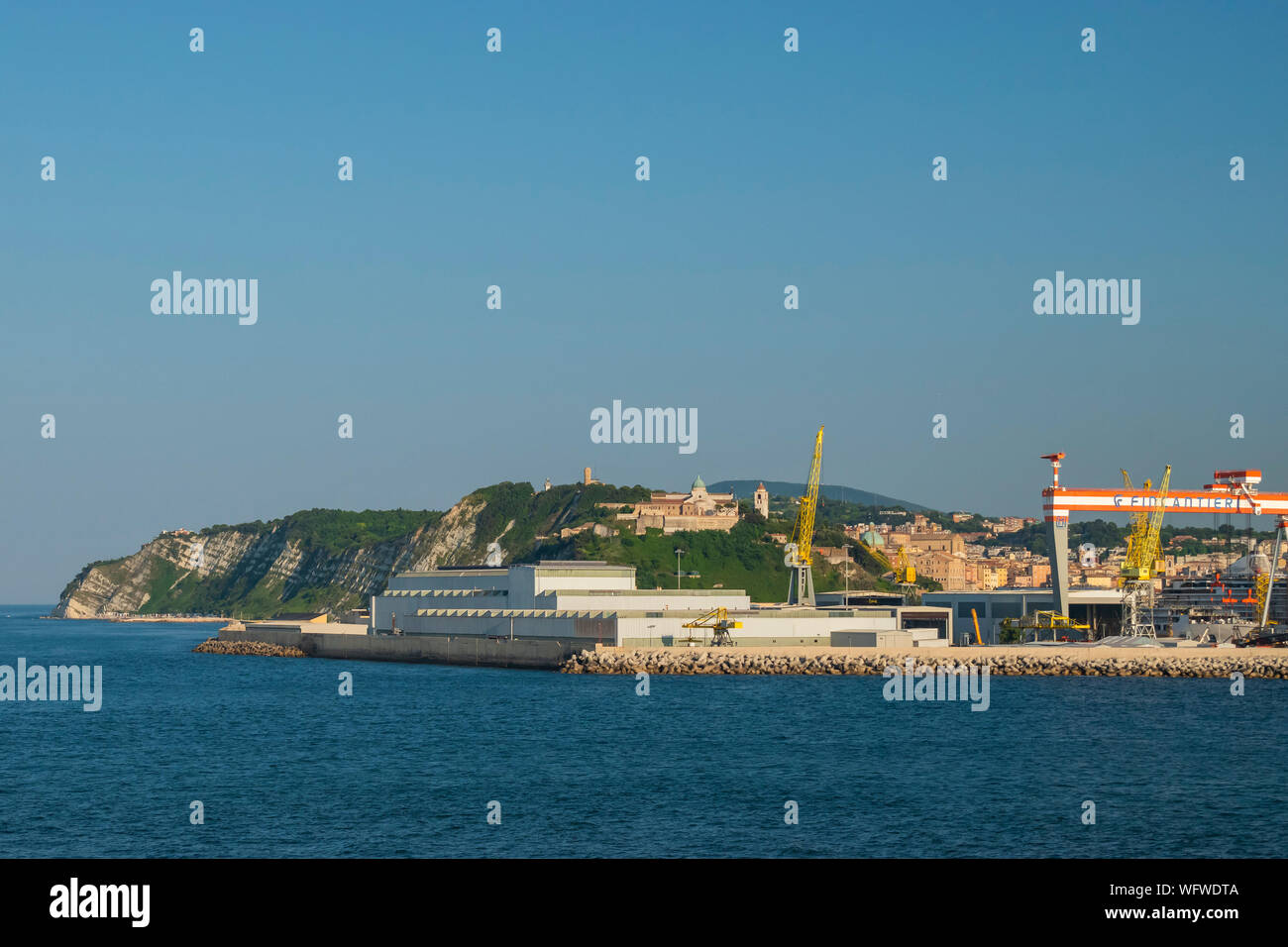 Ancona, Italy - June 2019: View of FINCANTIERI shipyard, a ship ...