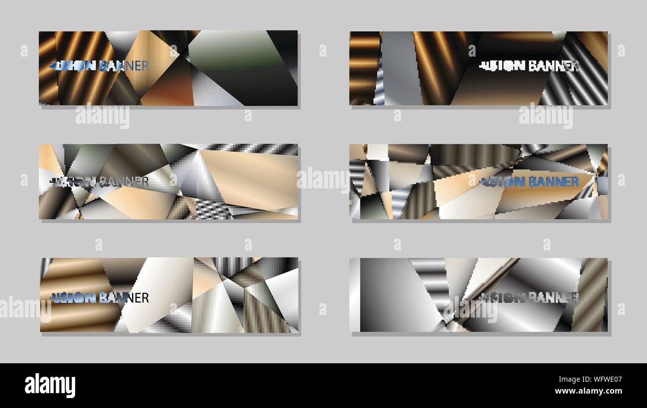 Abstract rectangle vector banner with a background of metal geometric ...