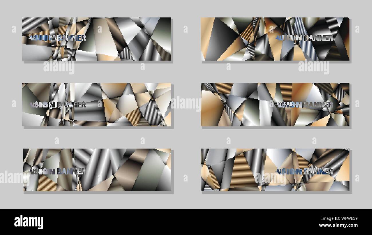 Abstract rectangle vector banner with a background of metal geometric ...