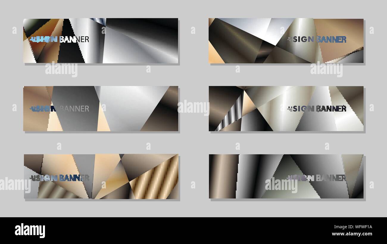 Abstract rectangle vector banner with a background of metal geometric ...
