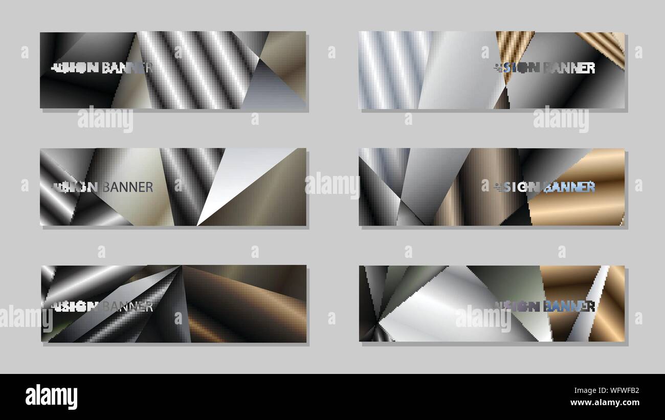 Abstract rectangle vector banner with a background of metal geometric ...