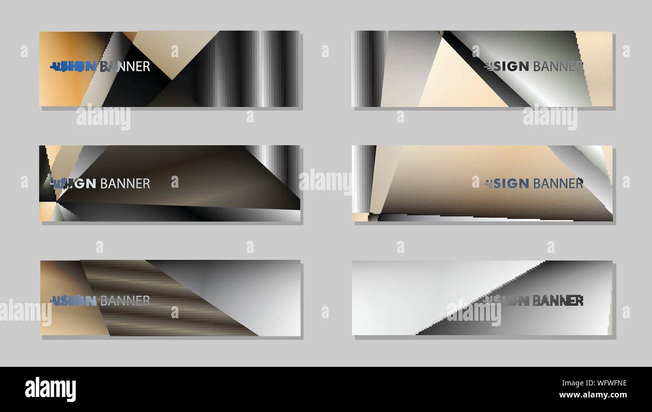 Abstract rectangle vector banner with a background of metal geometric ...