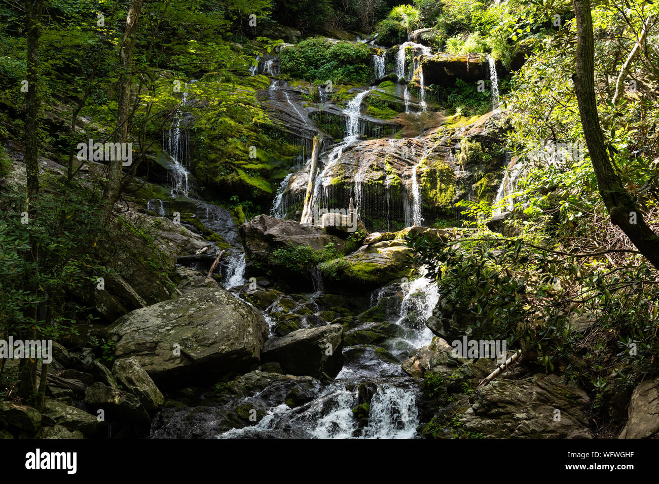 Cascades and drops form Catawba Falls along the Catawba River near Old ...